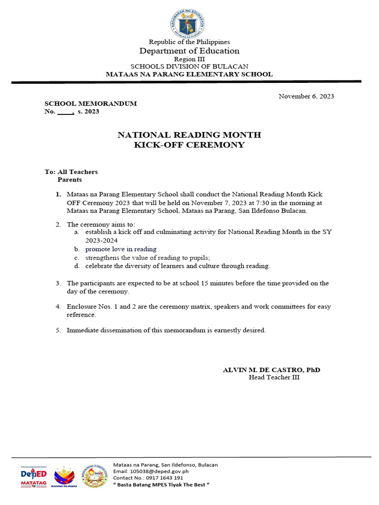 National Reading Month 2023 Kick-Off | PDF | Philippines