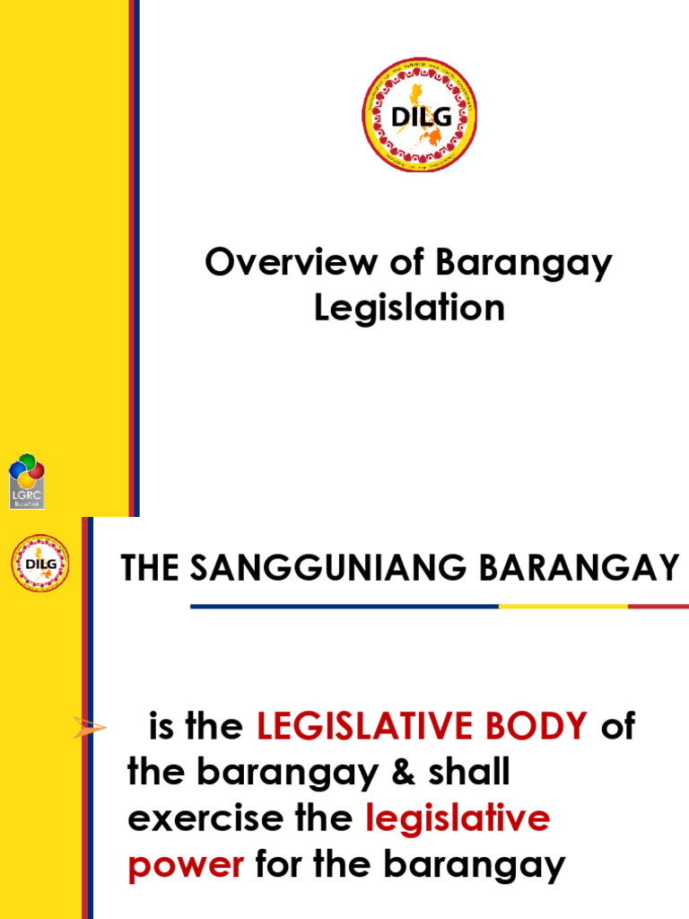 5 Overview of Barangay Legislation | PDF | Quorum | Political Law