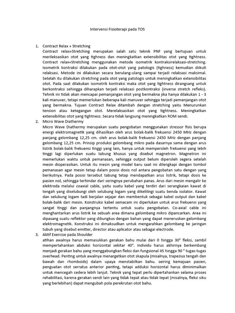 Intervensi Fisioterapi Pada TOS | PDF