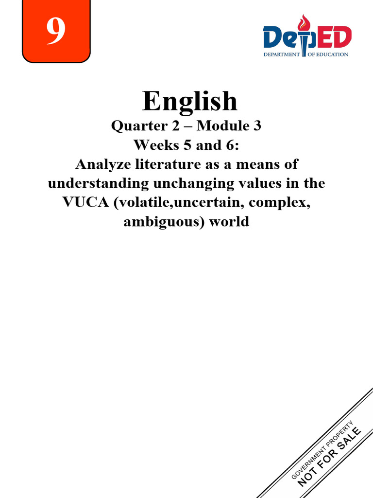 English 9 Q2 Week5 6 Mod3 MELC 2 Analyzing Lir. As A Means of Understanding Unchanging Values in ...