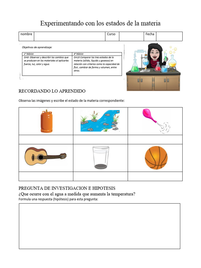 Experimentando Con Los Estados de La Materia | PDF | Estudios de ...