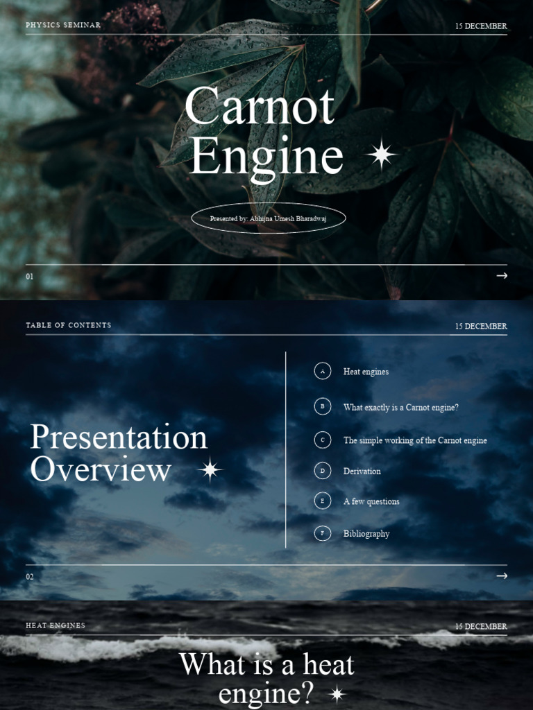 Abhijna-Carnot Engine Presentation | PDF | Heat | Thermodynamics