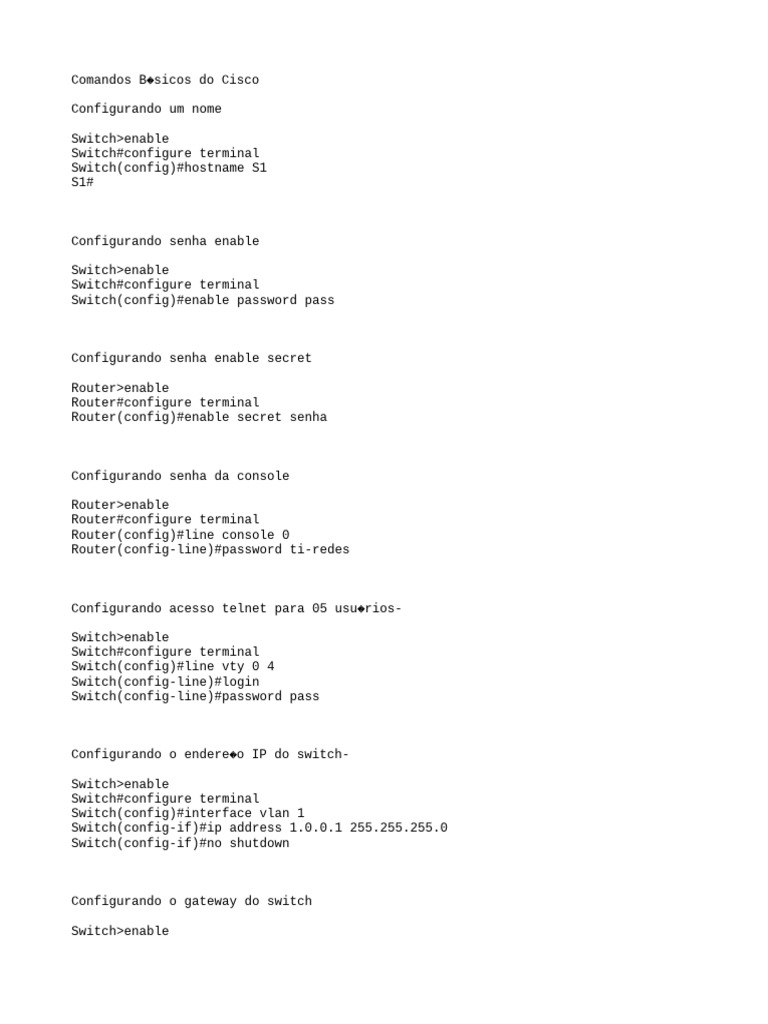 Comandos Basicos Cisco | PDF