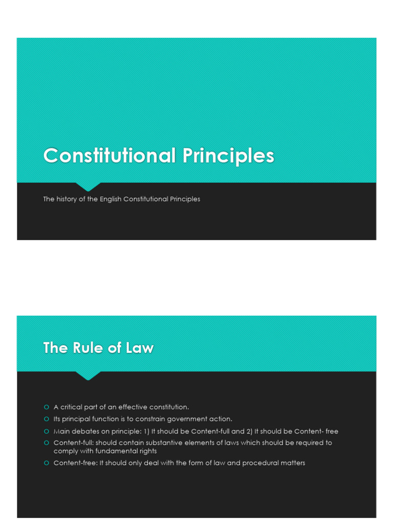 Constitutional Principles | PDF | Separation Of Powers | Rule Of Law