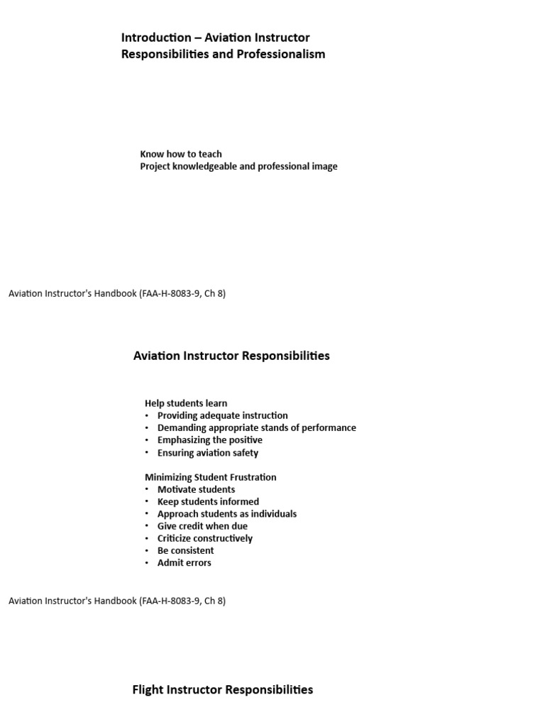 FAA Recommendation For CFI - Aviation Instructor Responsibilities | PDF | Flight Instructor ...