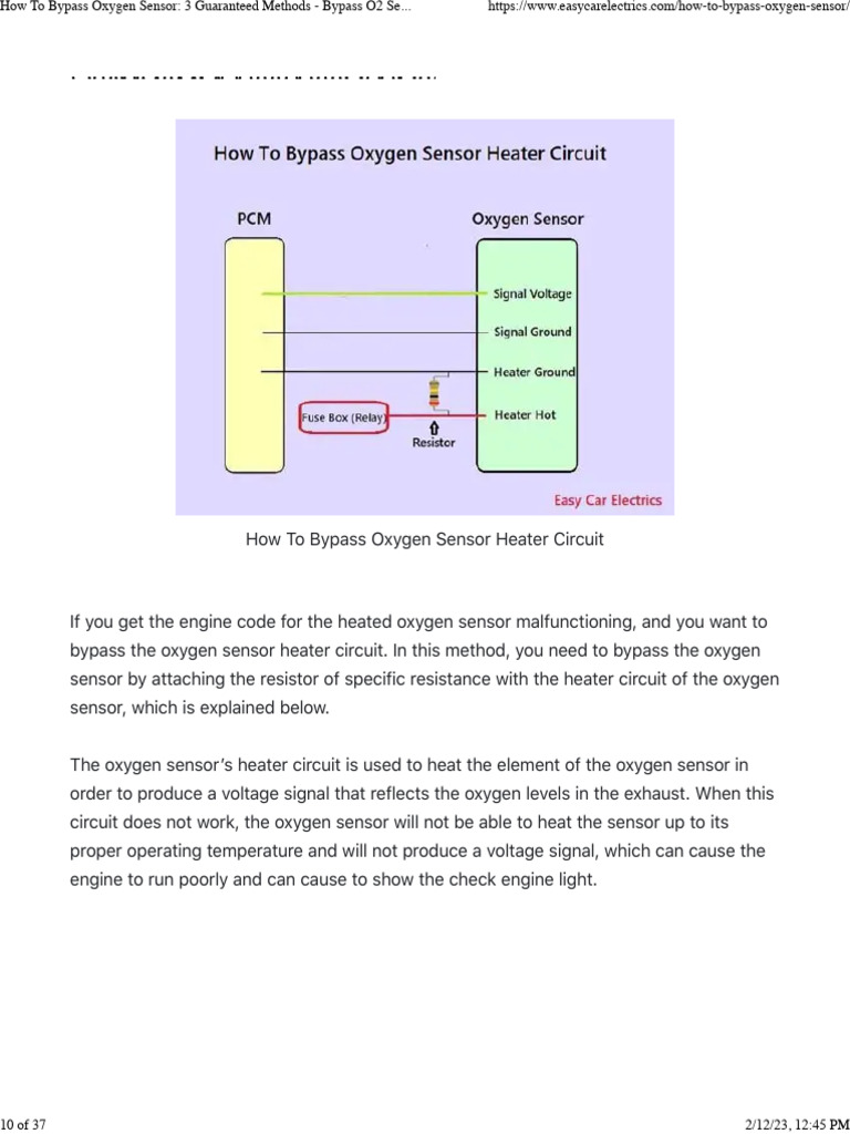 Bypass Oxygen Sensor Heater Circuit Guide | PDF | Electrical Network ...