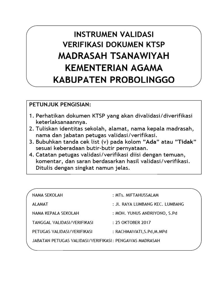 Validasi Kurikulum Dok 1 | PDF
