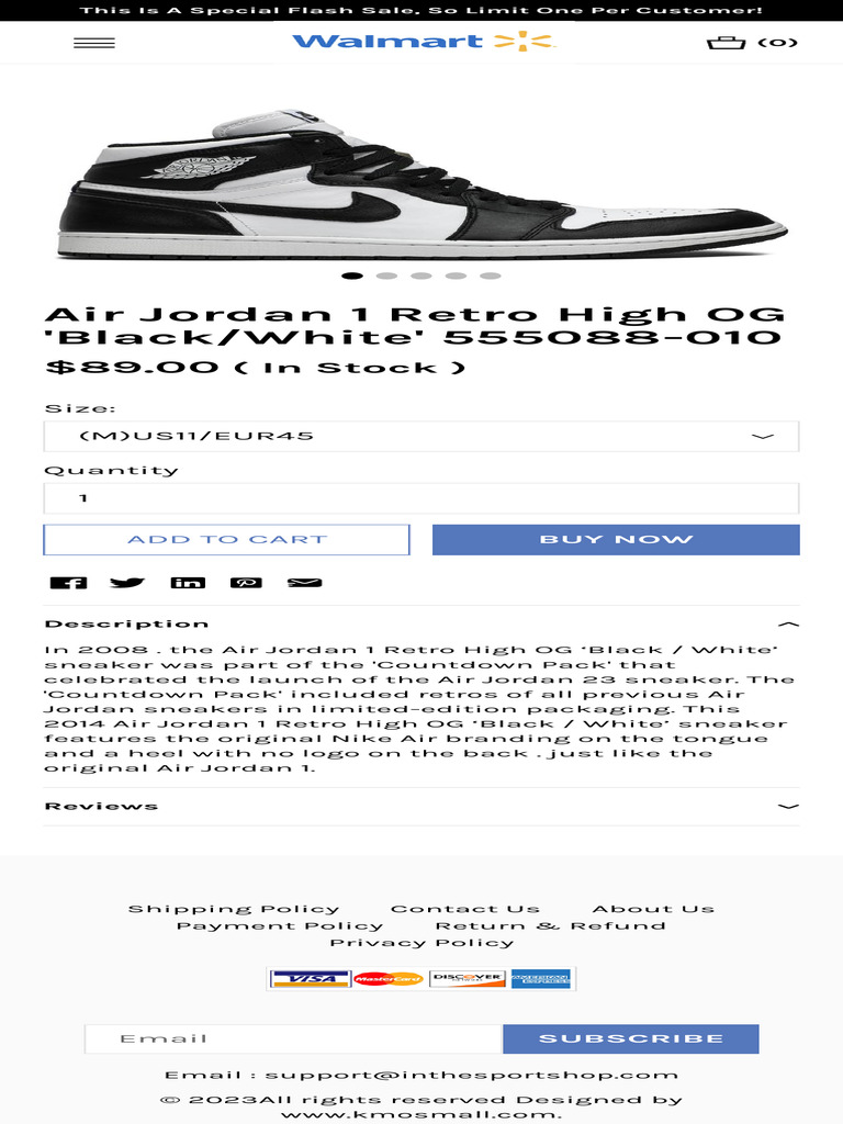 Air Jordan 1 Retro High OG 'BlackWhite' 555088-010 | PDF