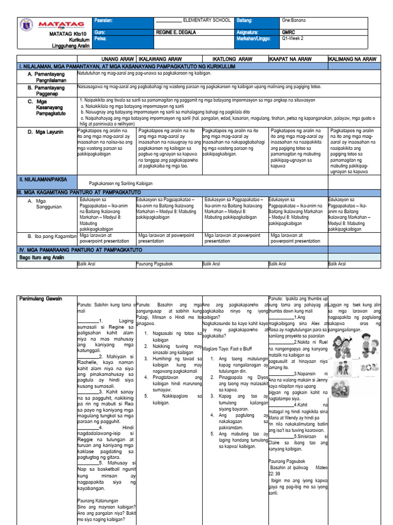 Week 2 Gmrc Day 1 to 5 | PDF