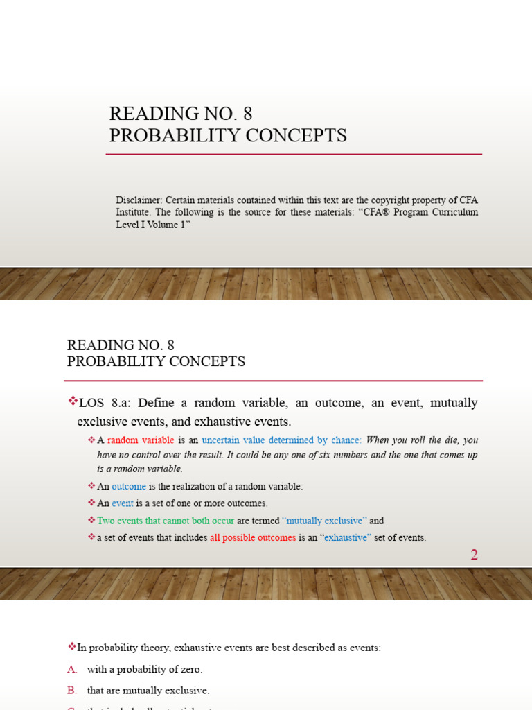 8. Probability Concepts | PDF | Covariance | Variance