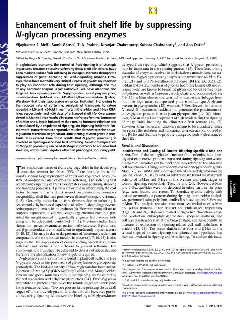 Enhancement of Fruit Shelf Life | PDF | Rna Interference | Gene Expression
