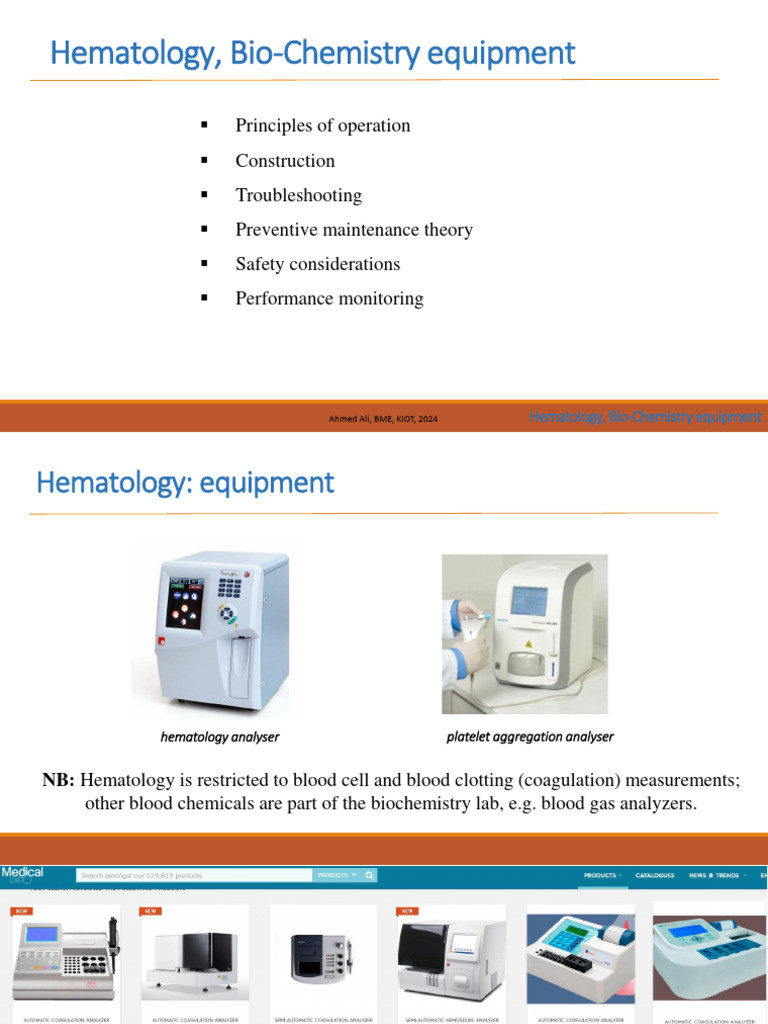 Hematology & Biochemistry Equipment Guide | PDF | Spectrophotometry