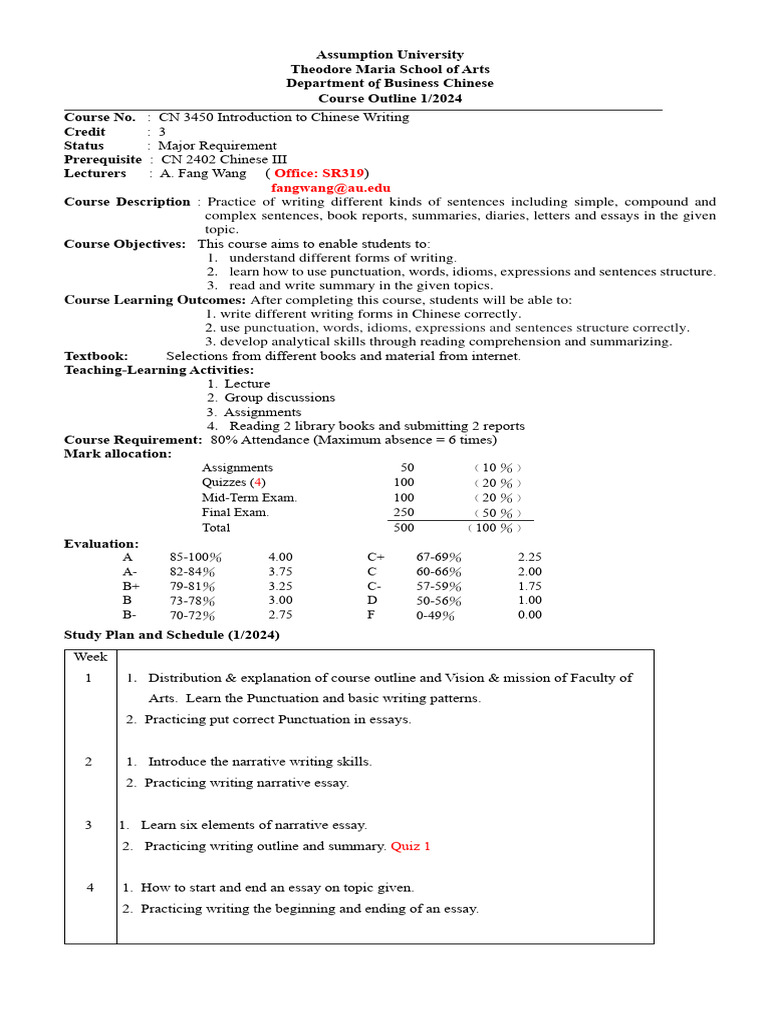 Course Outline CN3450 1-2024 | PDF | Essays | Plagiarism