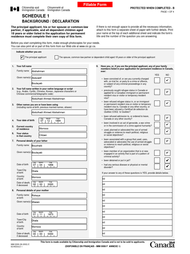 Background Declaration SCHD | PDF | Travel Visa | Criminal Law
