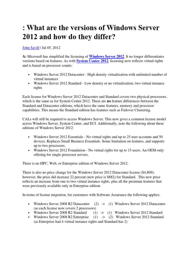 What Are The Versions of Windows Server 2012 and How Do They Differ ...