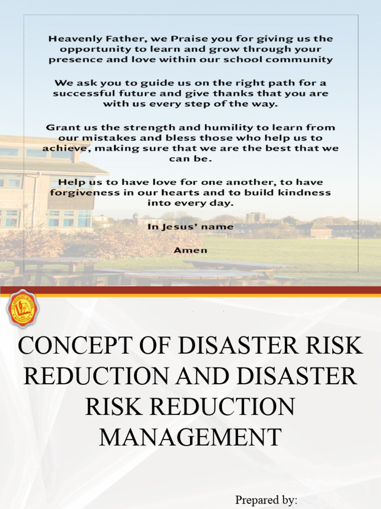 Lesson 9 Concept of Disaster Risk Reduction and Disaster Risk Reduction ...