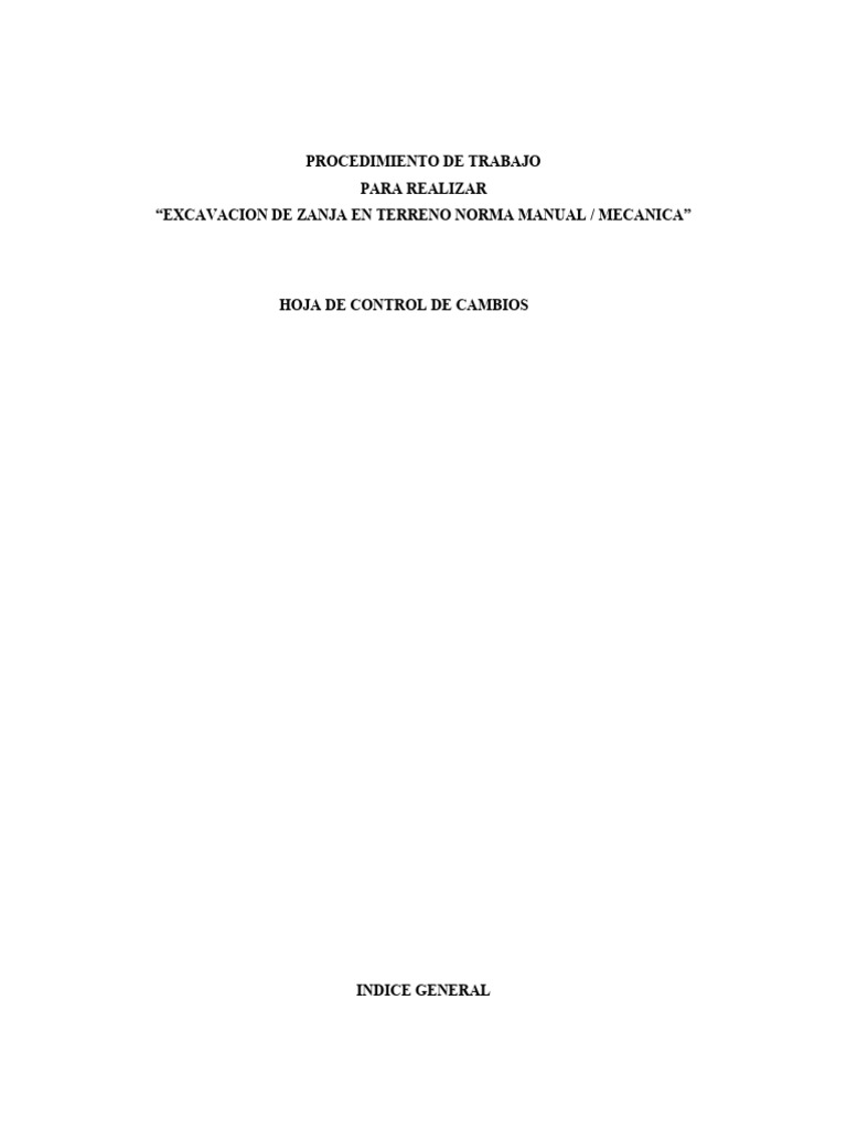 03.-Pts-Procd-03 Exca de Zanja en Terr Normal Manual y Mecanica | PDF ...