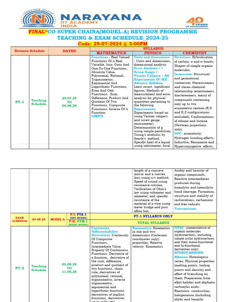 Final - SR Star Co-Super Chaina (Model-A) - Revision Programe Teaching ...
