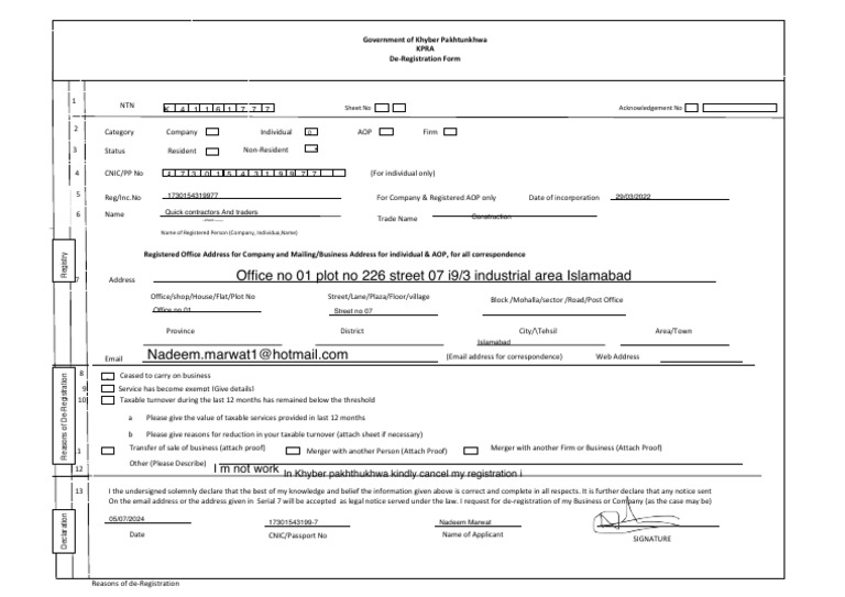 De-Registration - Form (1) - 1 | PDF