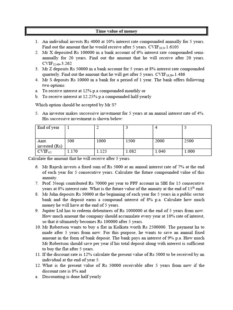 Time value of money | PDF | Present Value | Discounting