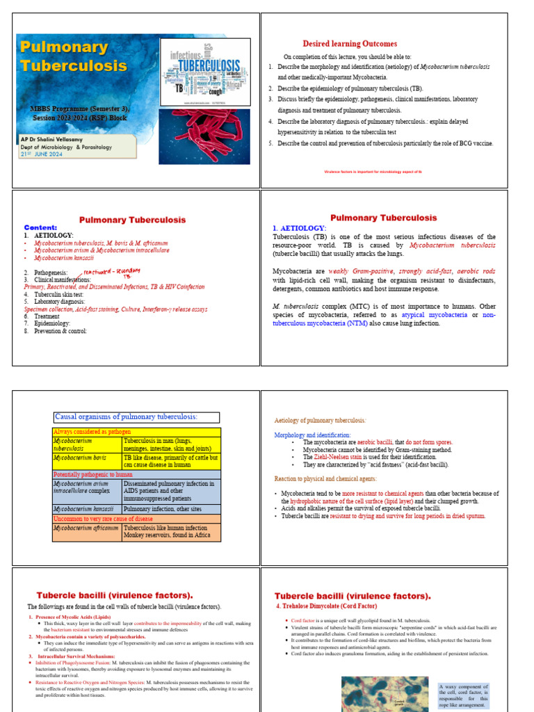 3 - Pulmonary Tuberculosis | PDF | Tuberculosis | Mycobacterium