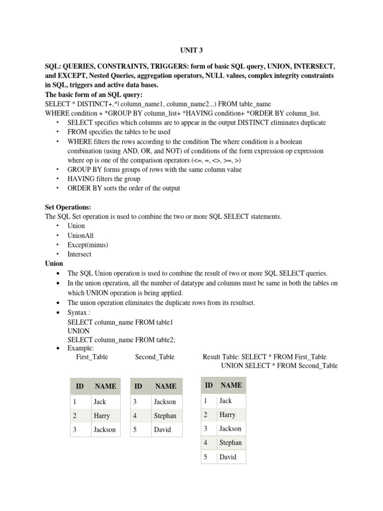 DBMS UNIT3 | PDF | Relational Database | Sql