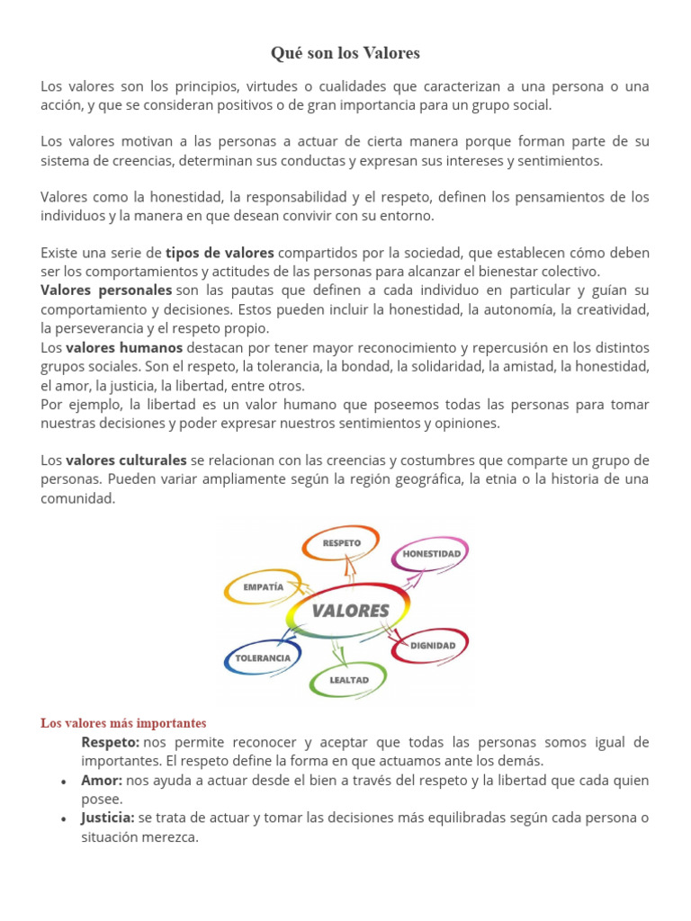 Qué Son Los Valores | PDF | Comportamiento | Tolerancia