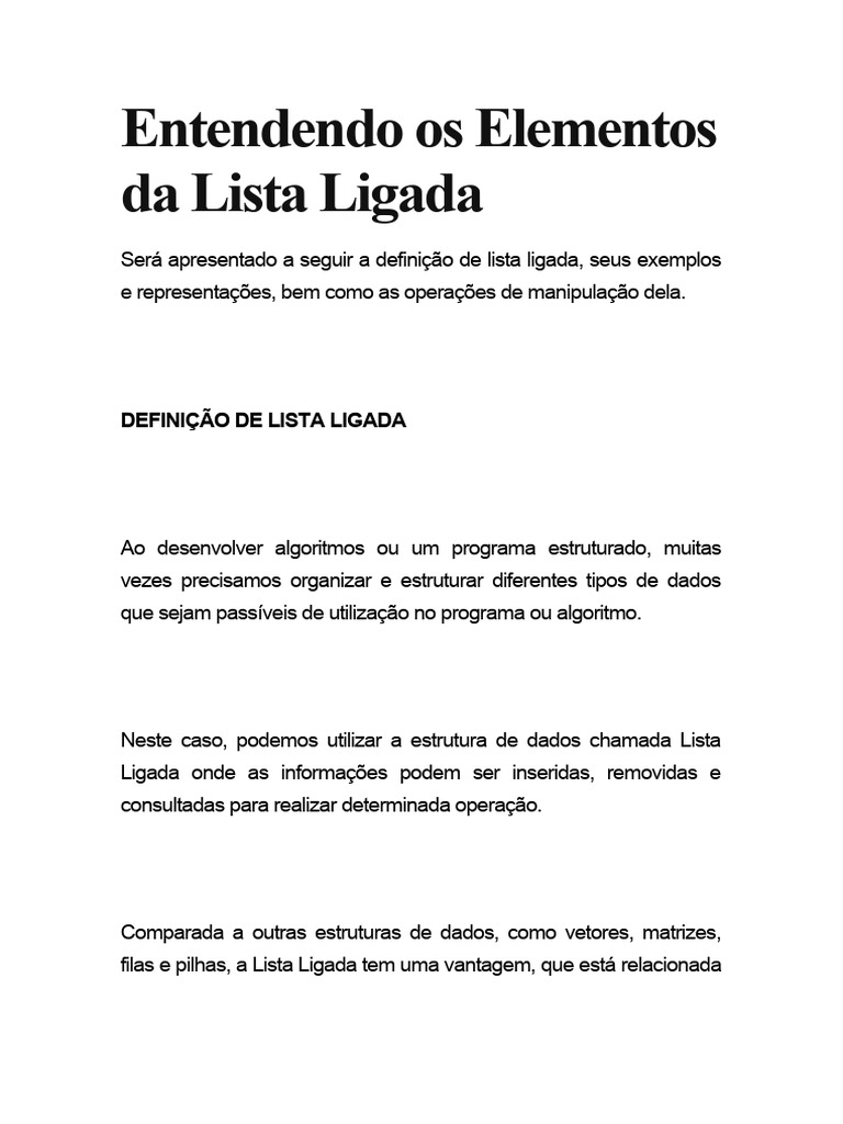 Entendendo Os Elementos Da Lista Ligada | PDF | Armazenamento de dados de computador | Estrutura ...