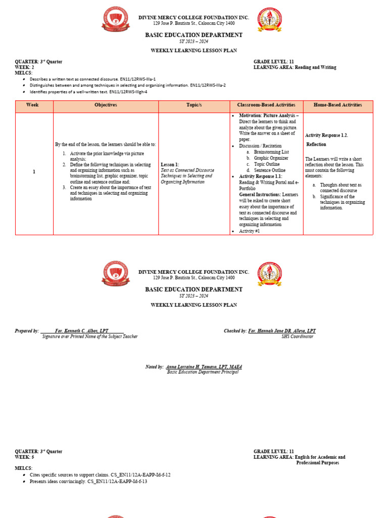 Wlp-Eapp-W7-Reaction Paper | PDF | Lesson Plan | Learning