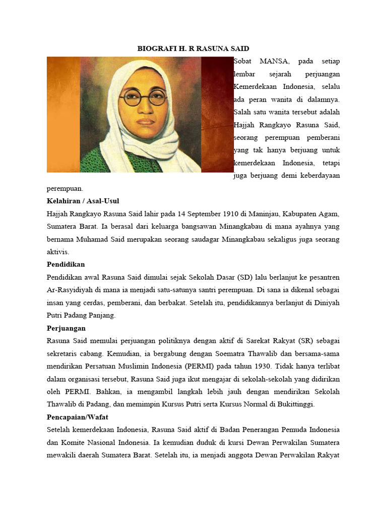 Biografi Pahlawan H. R. Rasuna Said | PDF