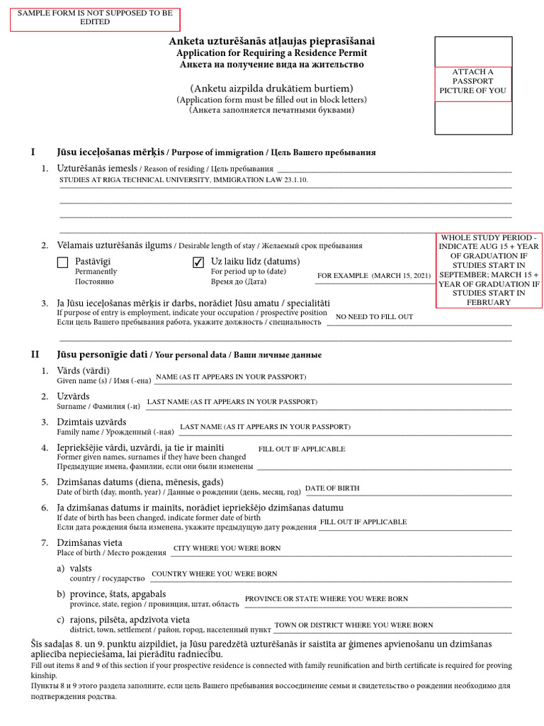 SAMPLE of RP Application Form | PDF