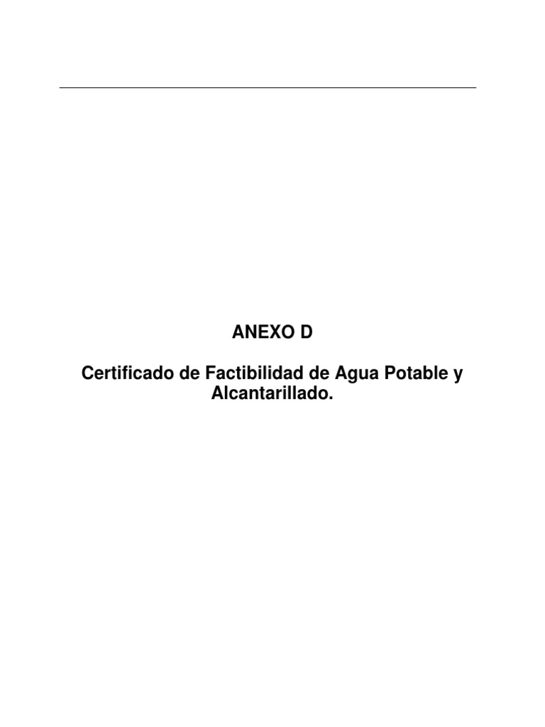 Anexo D Certificado de Factibilidad de Agua Potable y Alcantarillado | Descargar gratis PDF ...