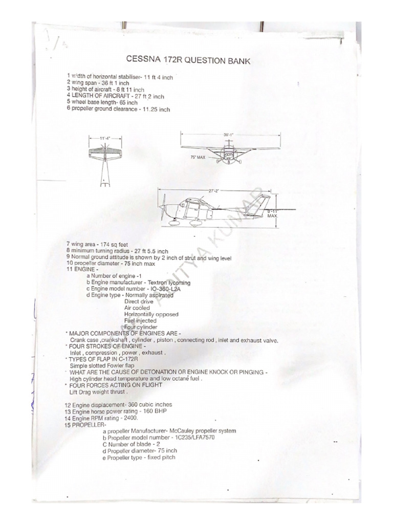 Cessna 172R Question Bank | PDF