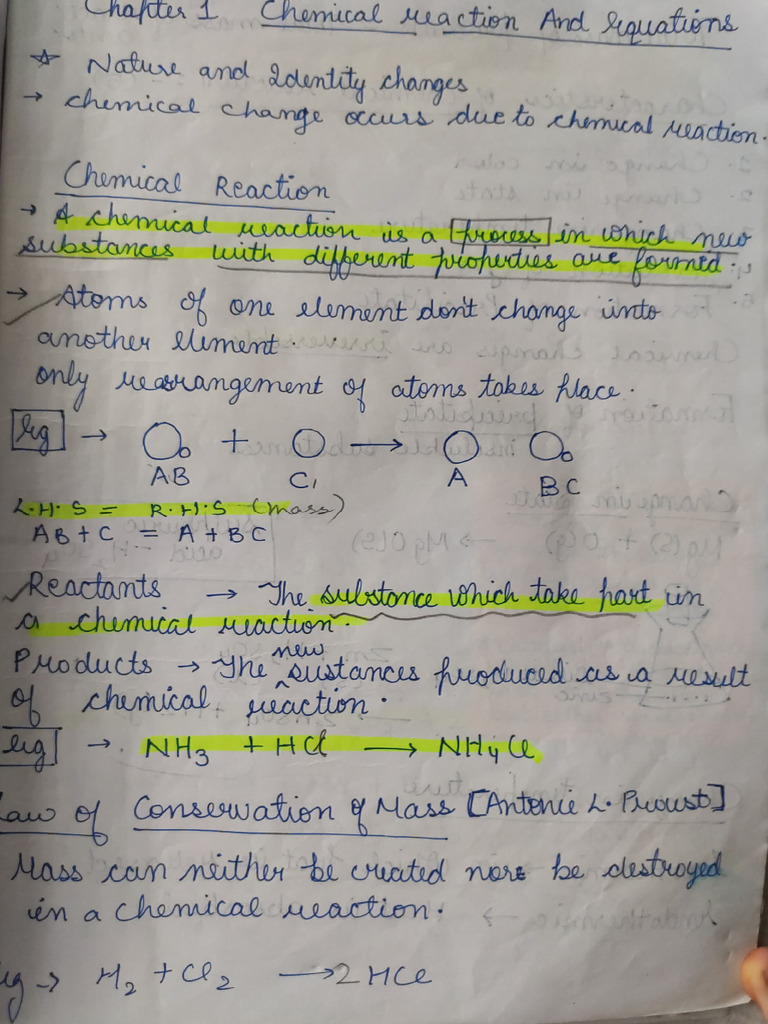 Chemical Reaction & Equations Class 10 | PDF