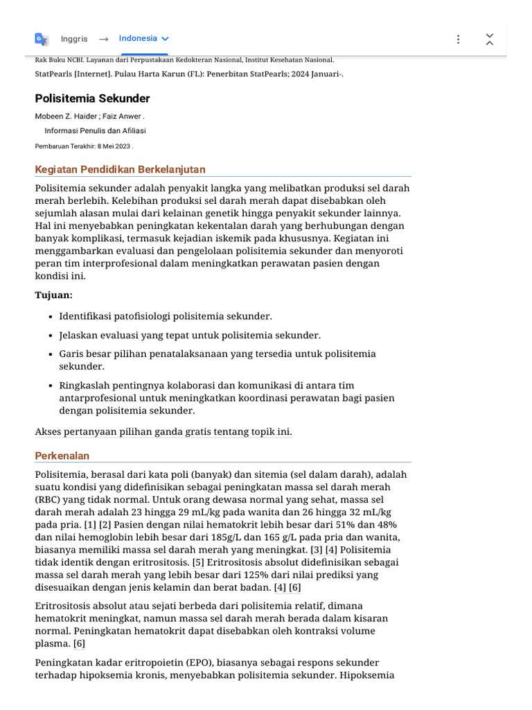 Polisitemia Sekunder - StatPearls - Rak Buku NCBI | PDF | Pengembangan ...