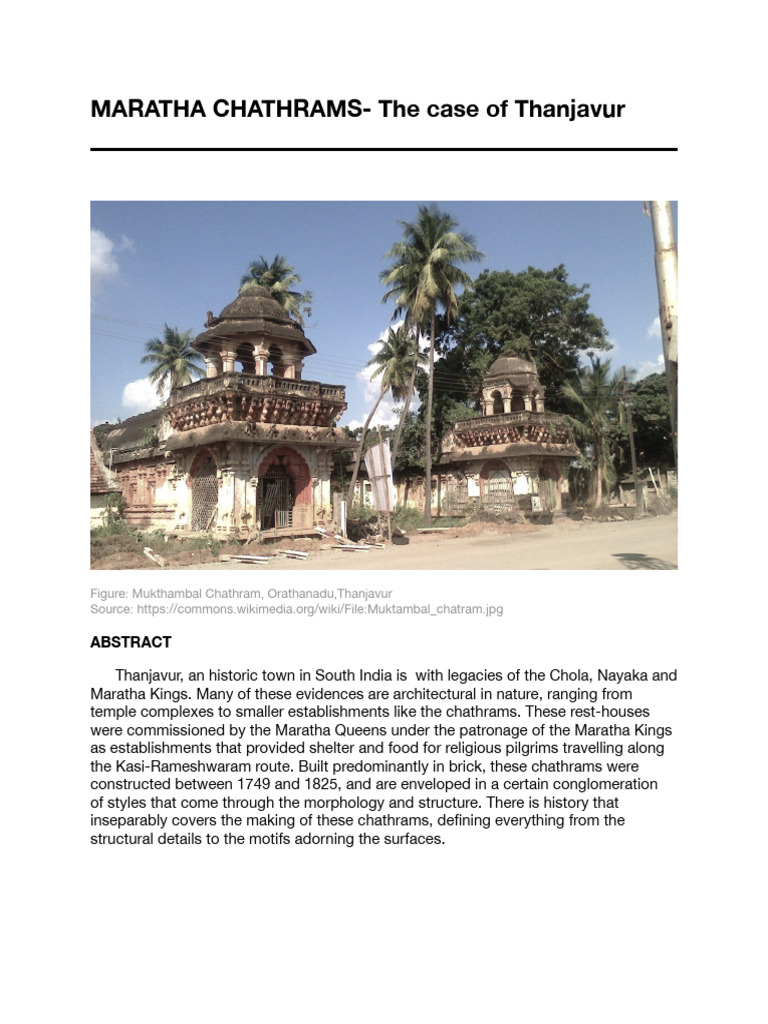 Maratha Chathrams of Thanjavur History | PDF | History | Religion ...