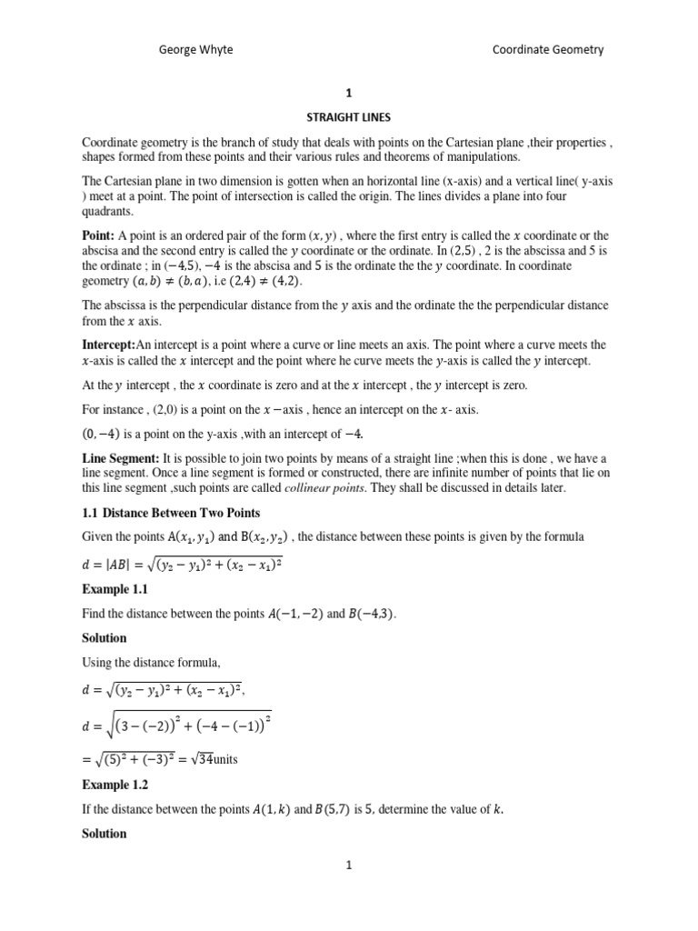 George Whyte - S Geometry | PDF | Cartesian Coordinate System | Line ...