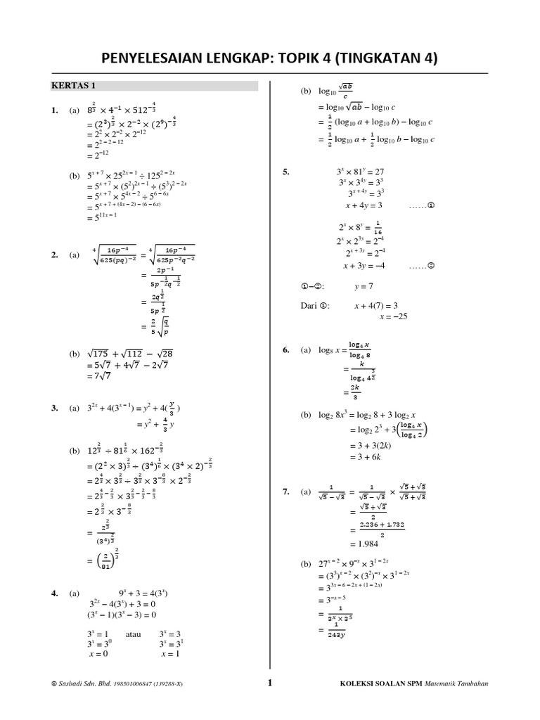 Addmath Modul Chapter 1-4 Answers | PDF | Teaching Methods & Materials