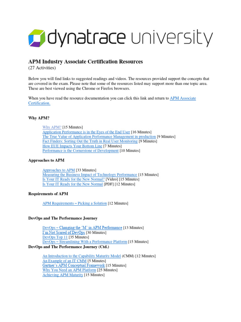 APM Industry Associate Certification Resources: (27 Activities) | PDF