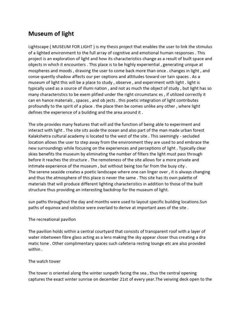 Museum of Light Project | PDF | Light | Psychology