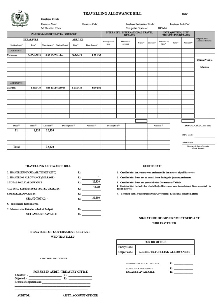 TA-DA Bill Calculation - Changing | PDF | Audit | Expense
