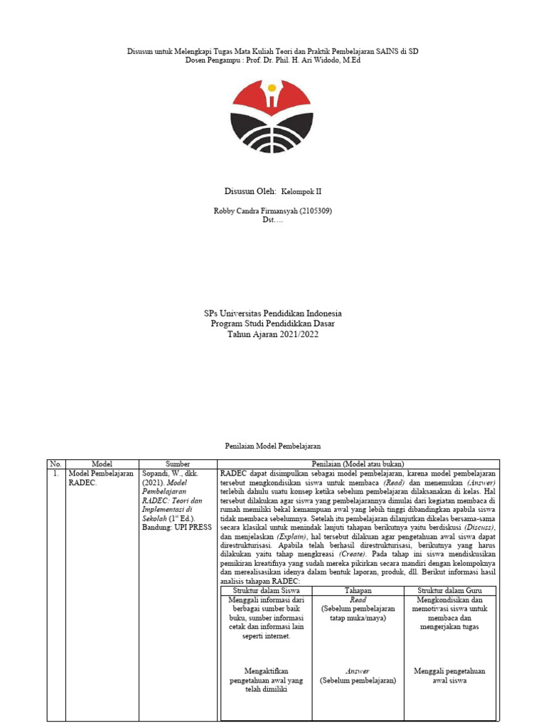 Analisis Model Pembelajaran Radec | PDF