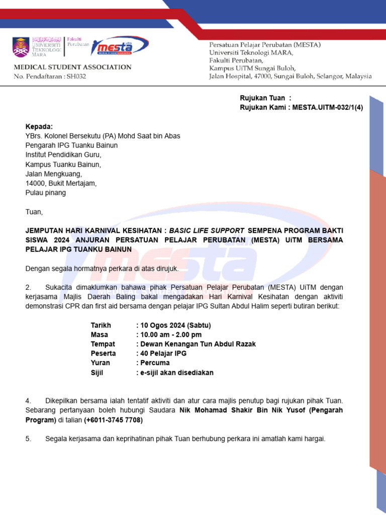 Surat Jemputan Ipg Tuanku Bainun | PDF