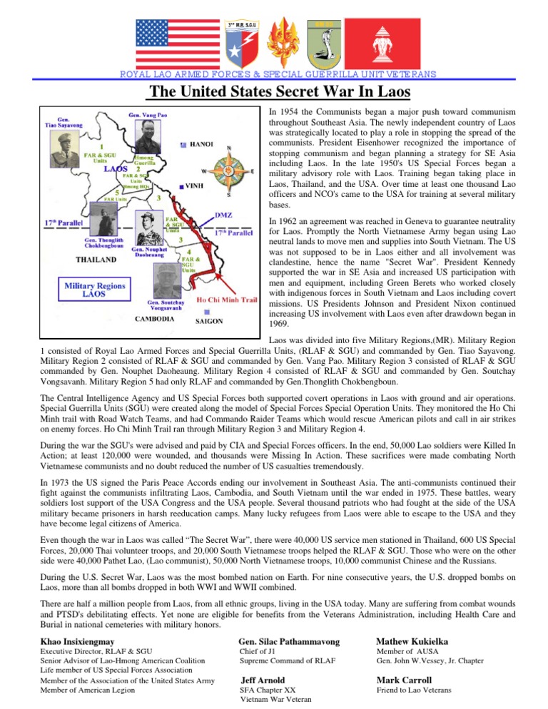 The U.S. Secret War History - 5 Military Regions-HCM Trail Map in Laos ...