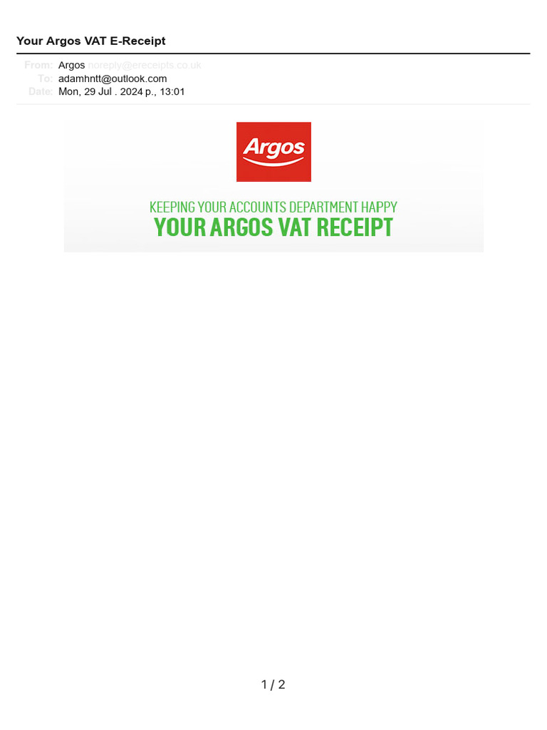 Argos VAT Receipt for Logitech Mouse | PDF