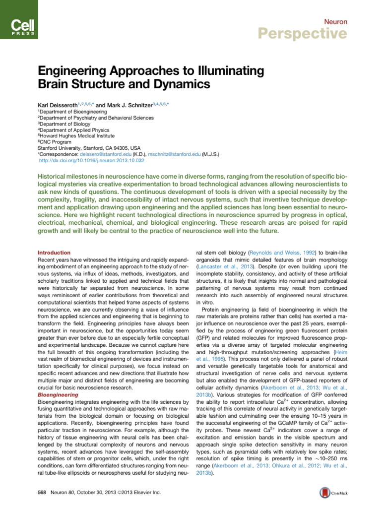 Engineering Approaches To Illuminating Brain Structure and Dynamics | PDF | Microscopy ...