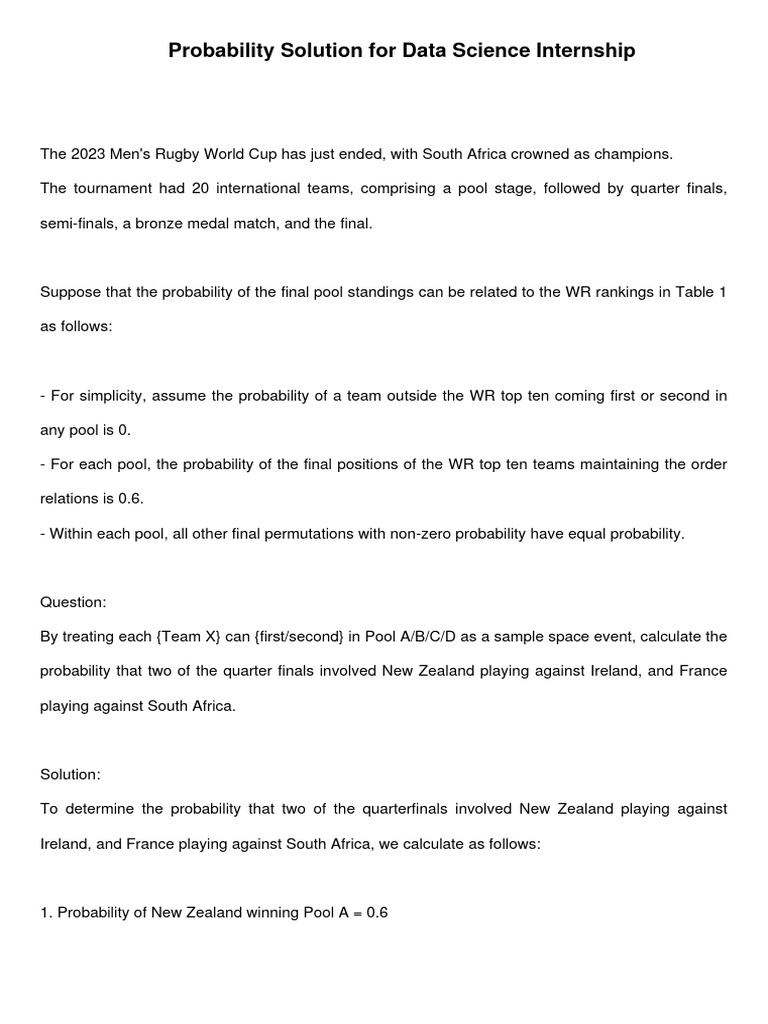 Probability Solution Data Science Internship | PDF