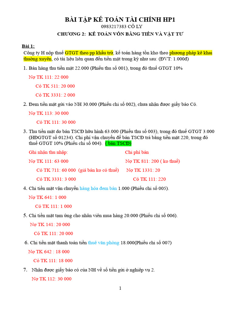 2 - BT-KTTC1 - Giải File BTdocx | PDF