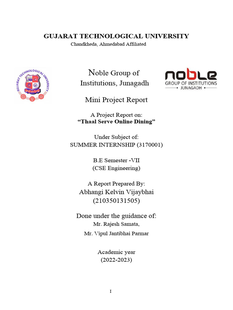 Summer Internship - Report Sem 7 | PDF | Html Element | Html