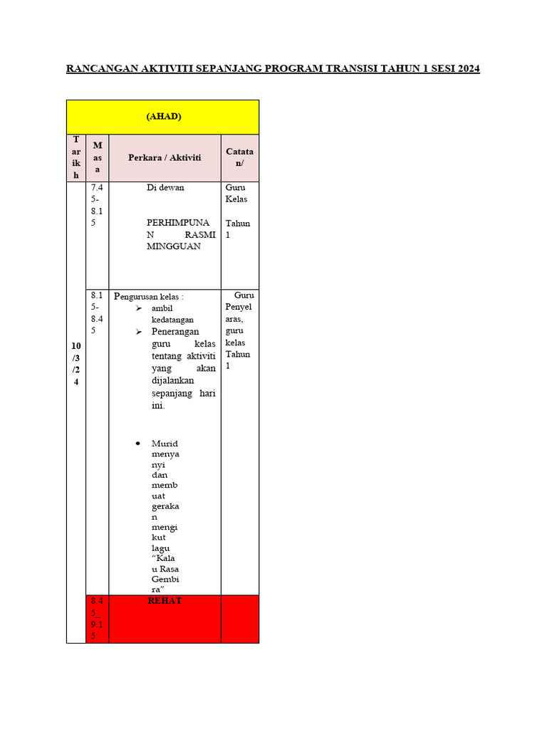 Jadual Transisi 2024 | PDF